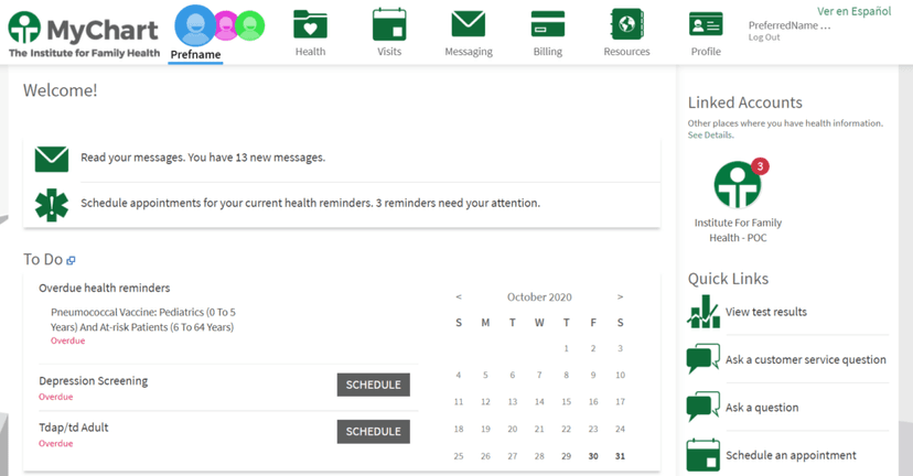 MyChart is getting a new look | The Institute for Family Health